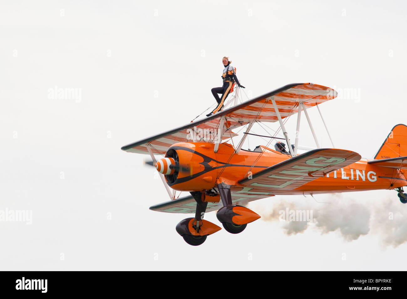Boeing stearman biplanes of the breitling wingwalkers hi-res stock ...