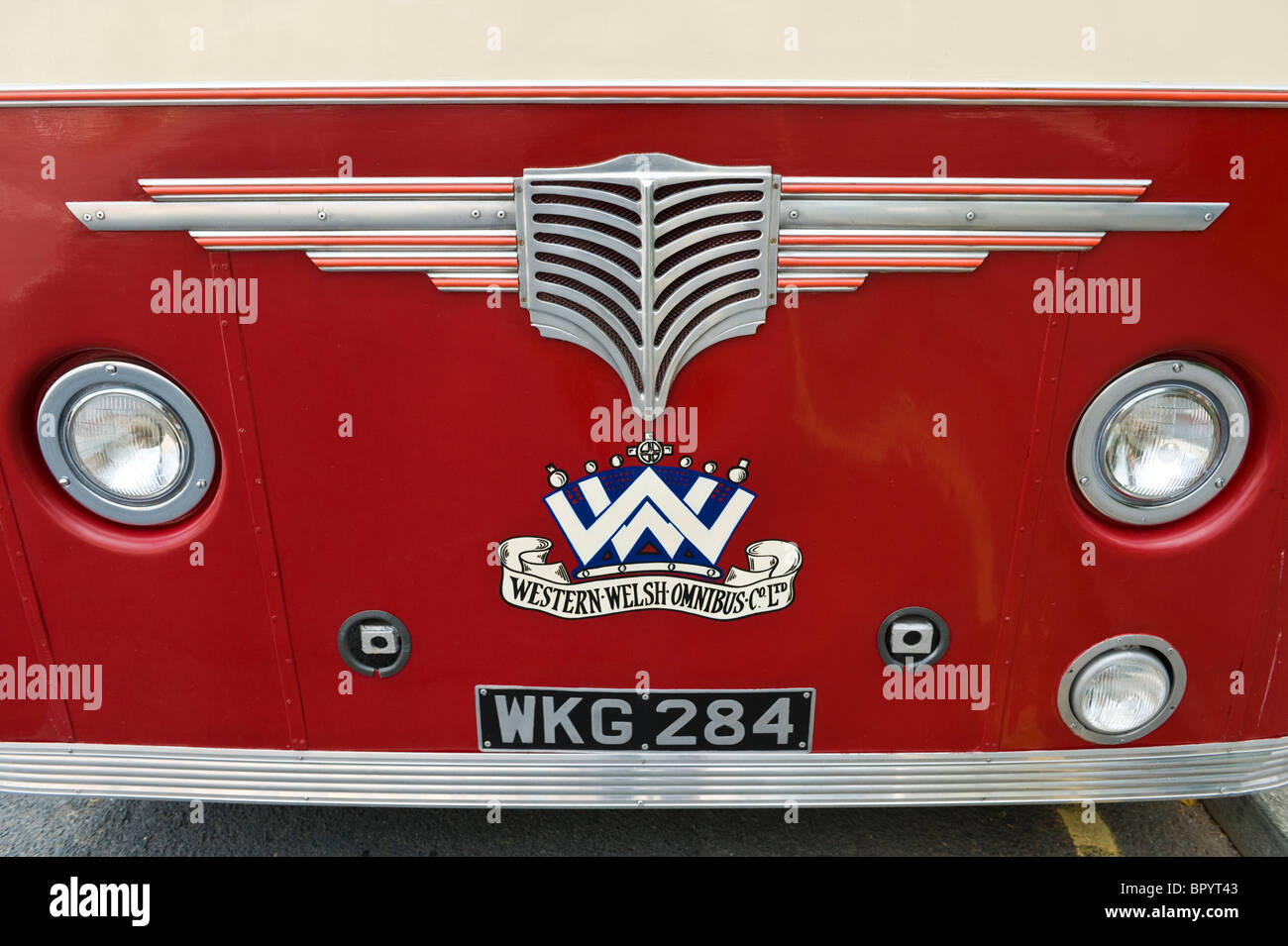 Restored vintage Western Welsh bus in Llandrindod Wells Powys Mid Wales ...