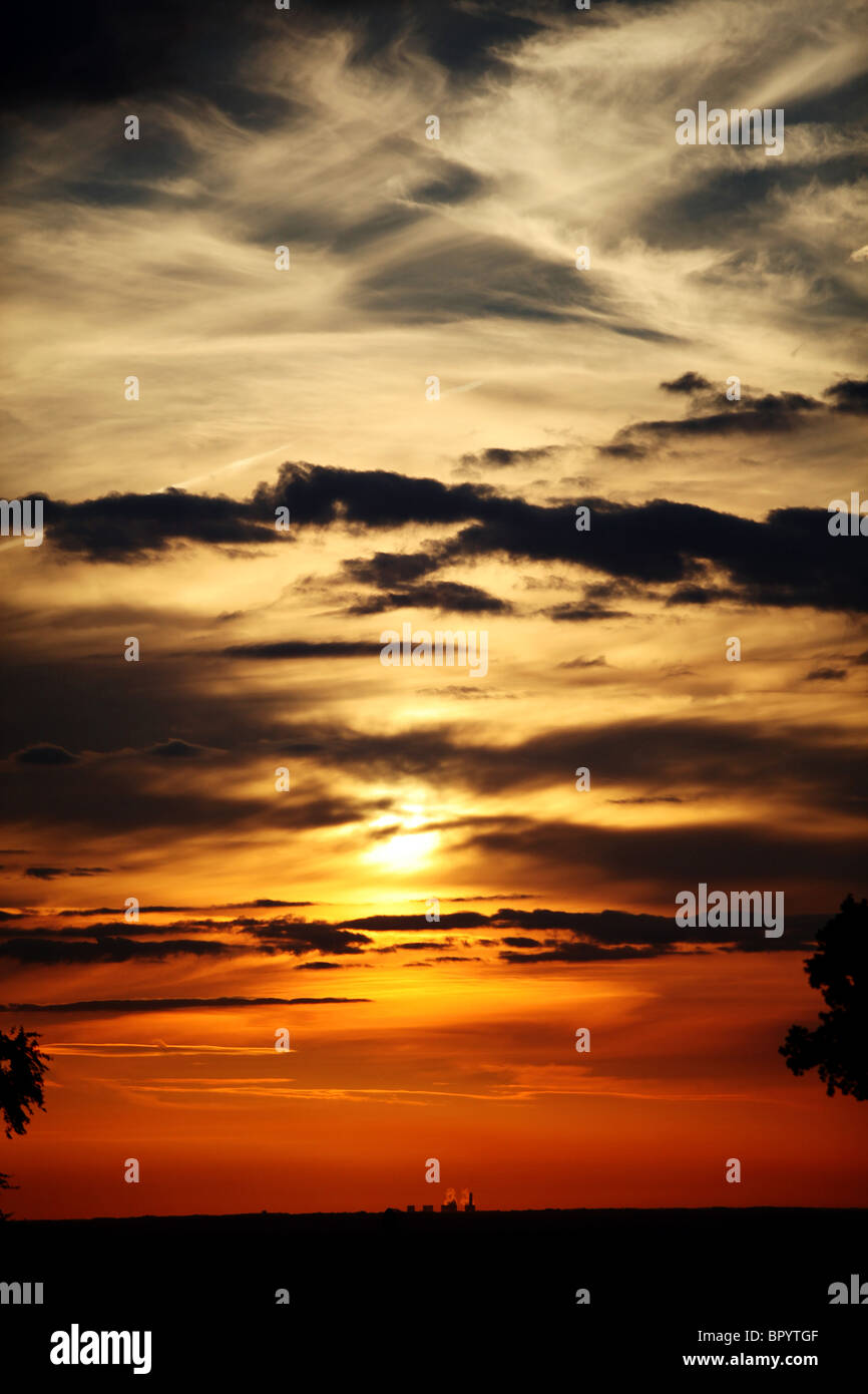 Dramatic red sky sunset Stock Photo - Alamy