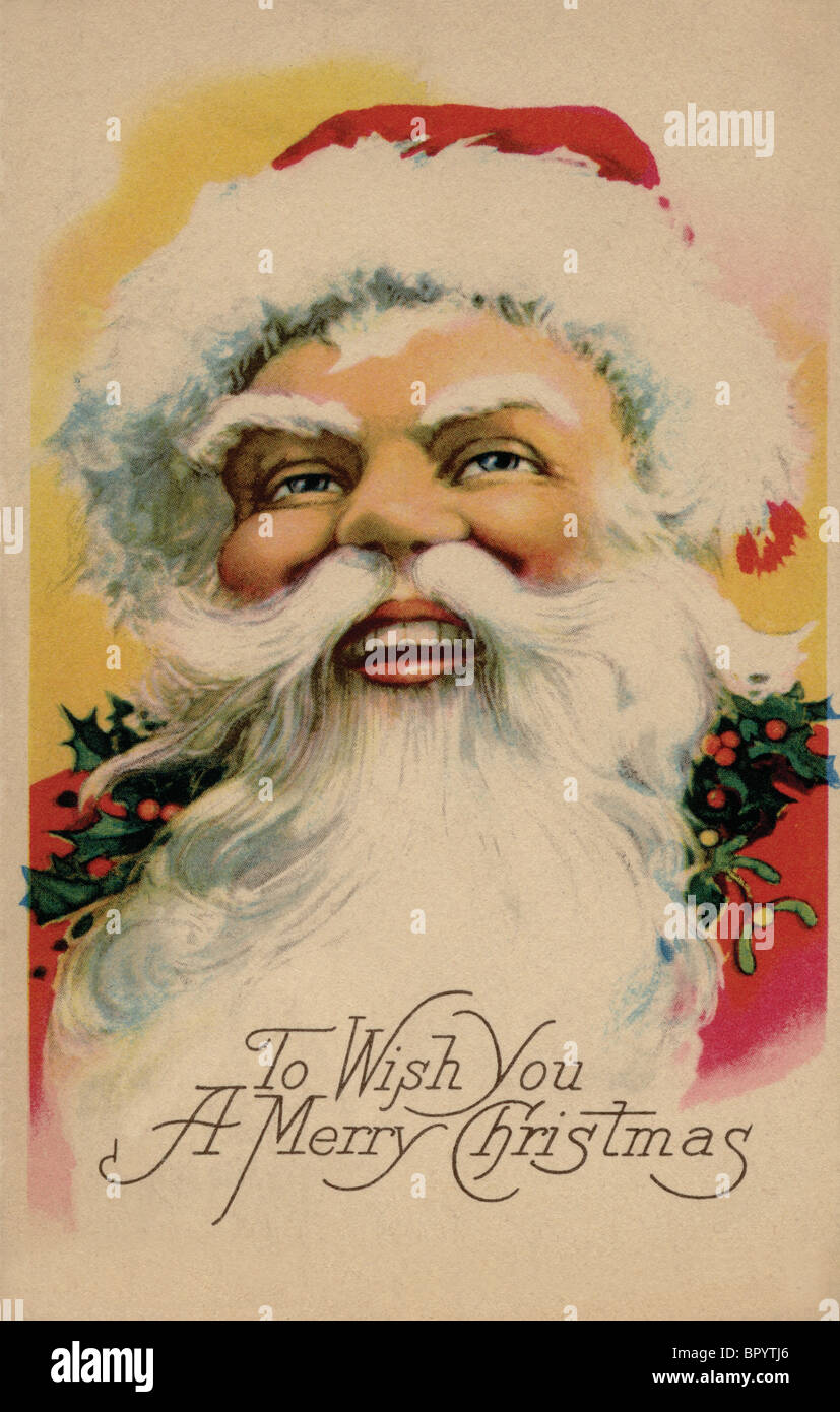 Vintage Christmas postcard of Santa Claus Stock Photo - Alamy
