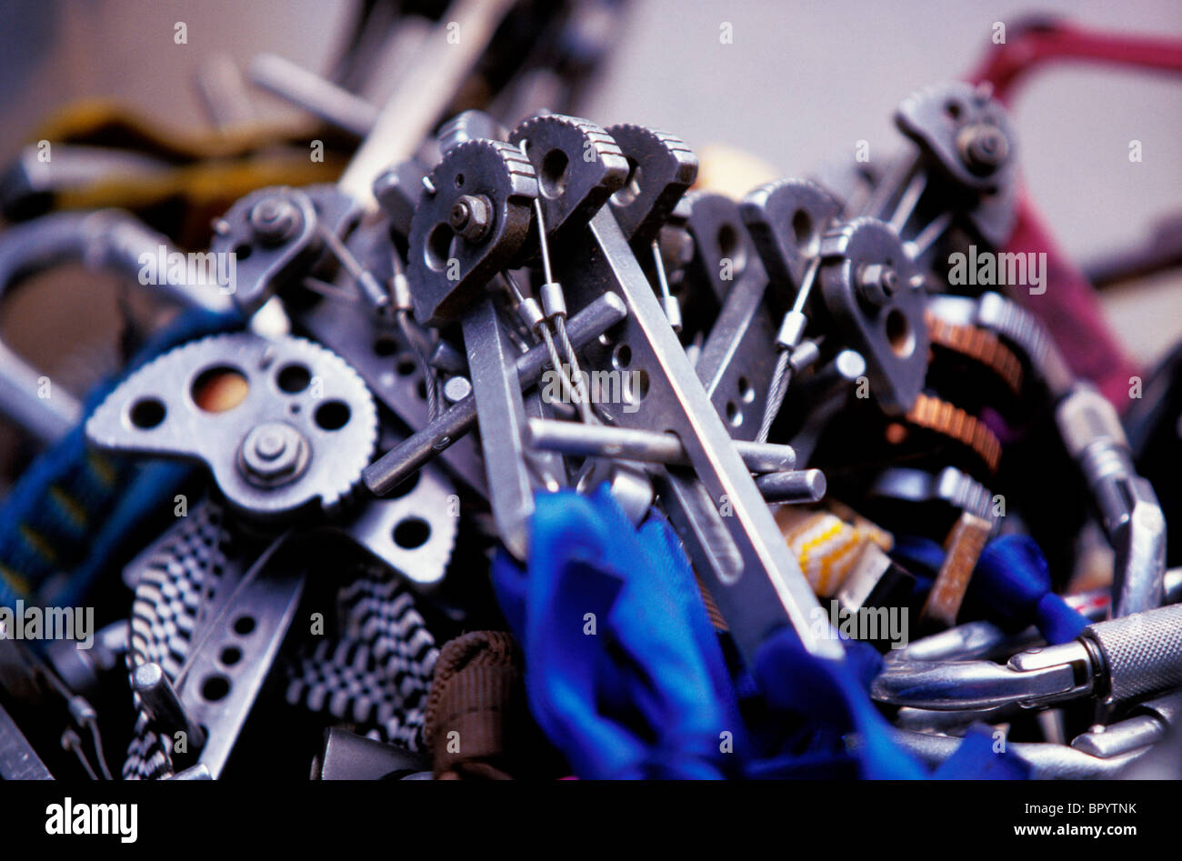 A pile of climbing gear Stock Photo - Alamy