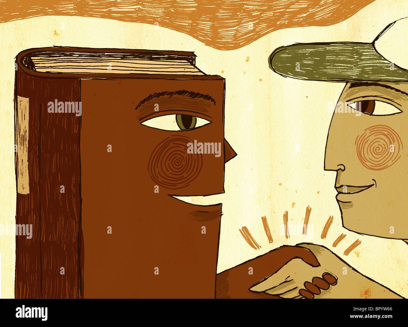 A teenage boy shaking hands with a book Stock Photo - Alamy