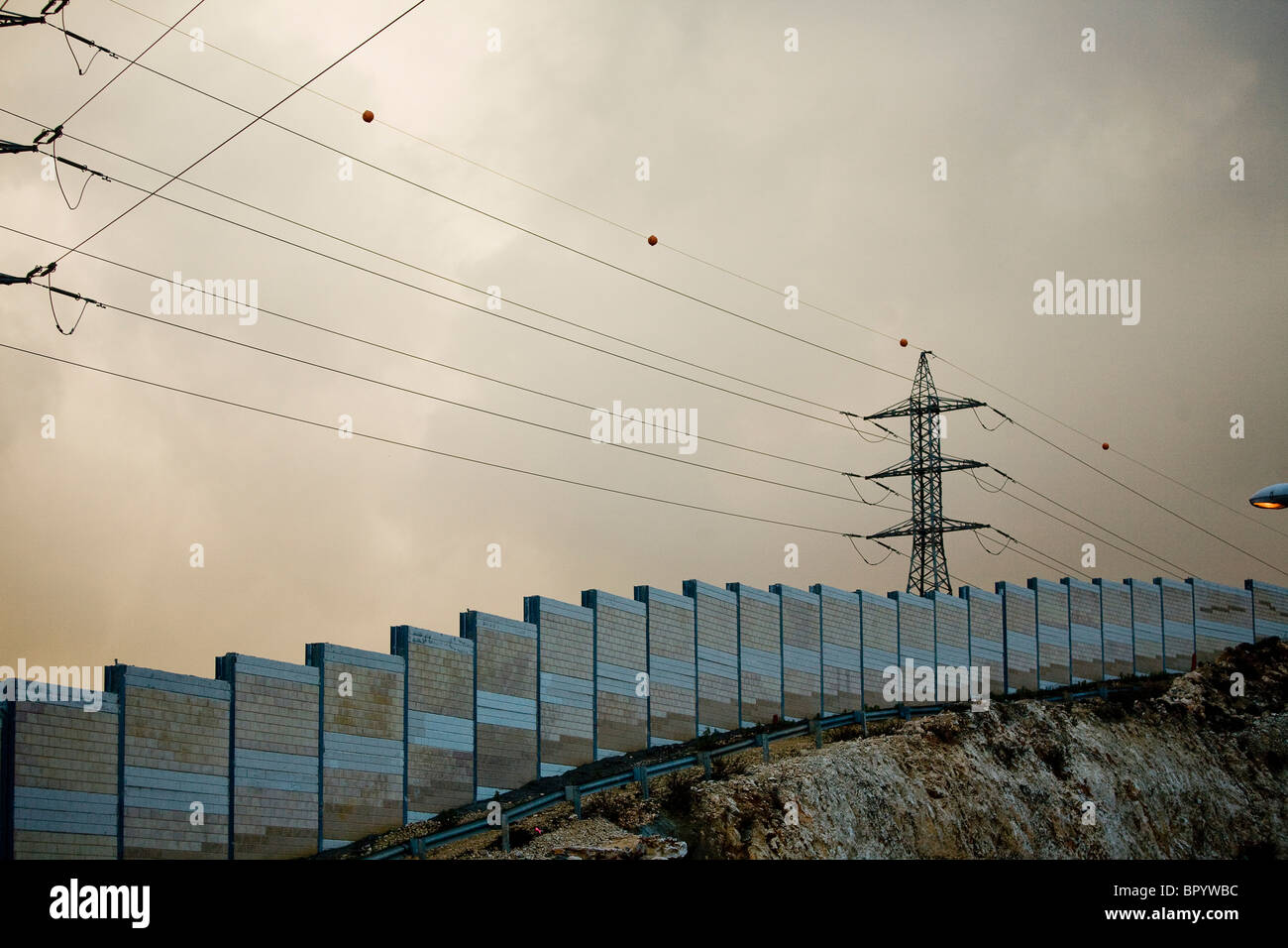 Photograph of the seperation barrier in the Judean Desert Stock Photo ...