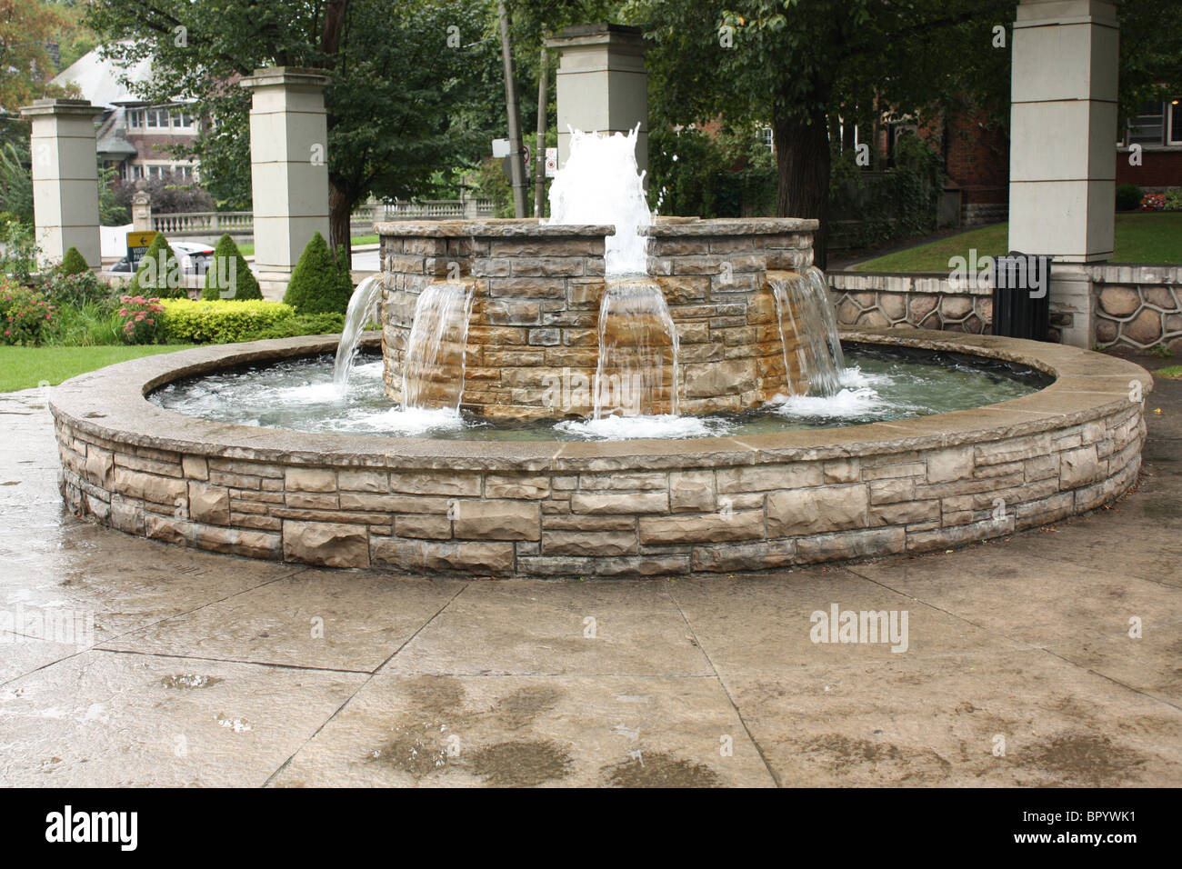 stone water fountain outdoor summer Stock Photo - Alamy