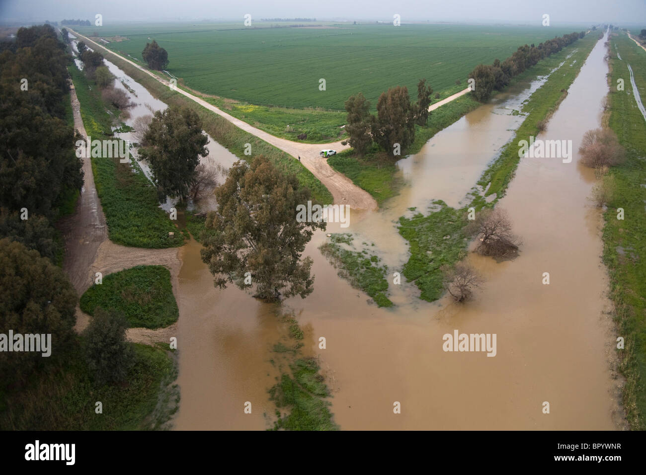 Aerial photograph of the Jordan river in the Upper Galilee Stock Photo ...