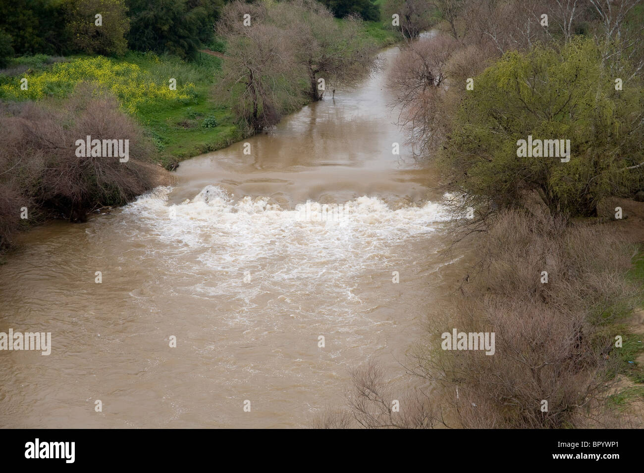 Aerial photograph of the Jordan river in the Upper Galilee Stock Photo ...