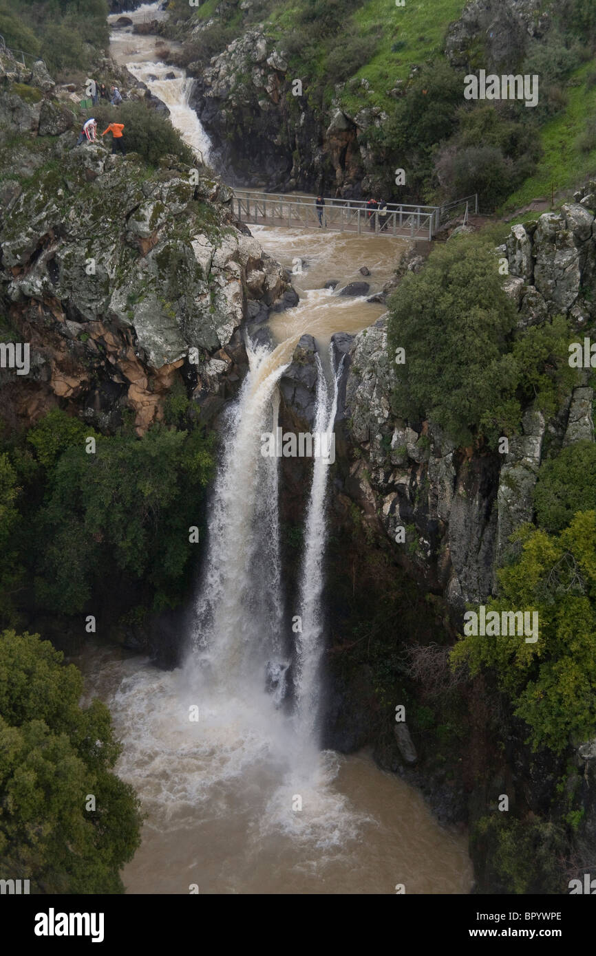 Aerial photograph of the Sa'ar waterfall in the Golan Heights Stock ...