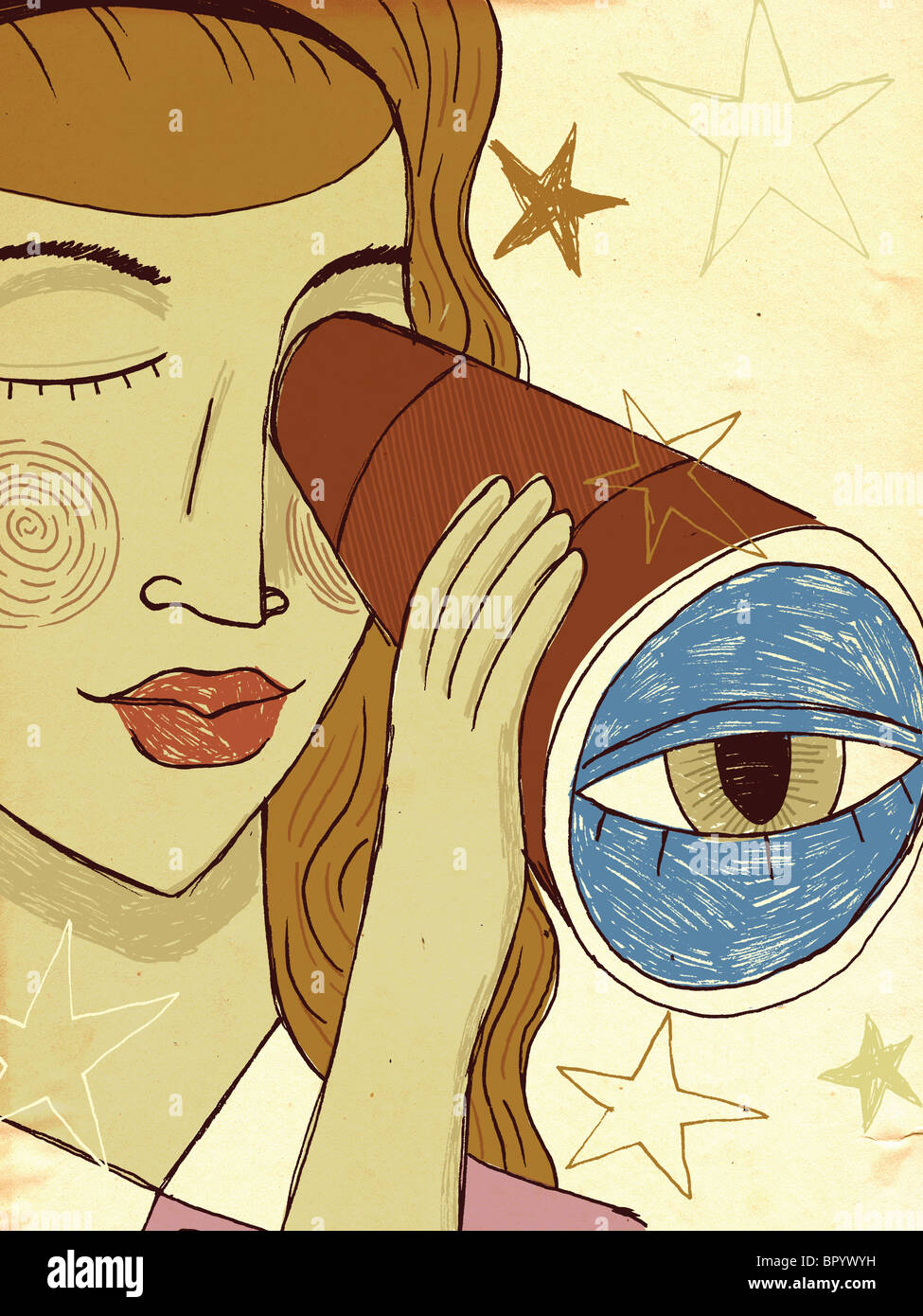 Looking Through A Telescope Drawing
