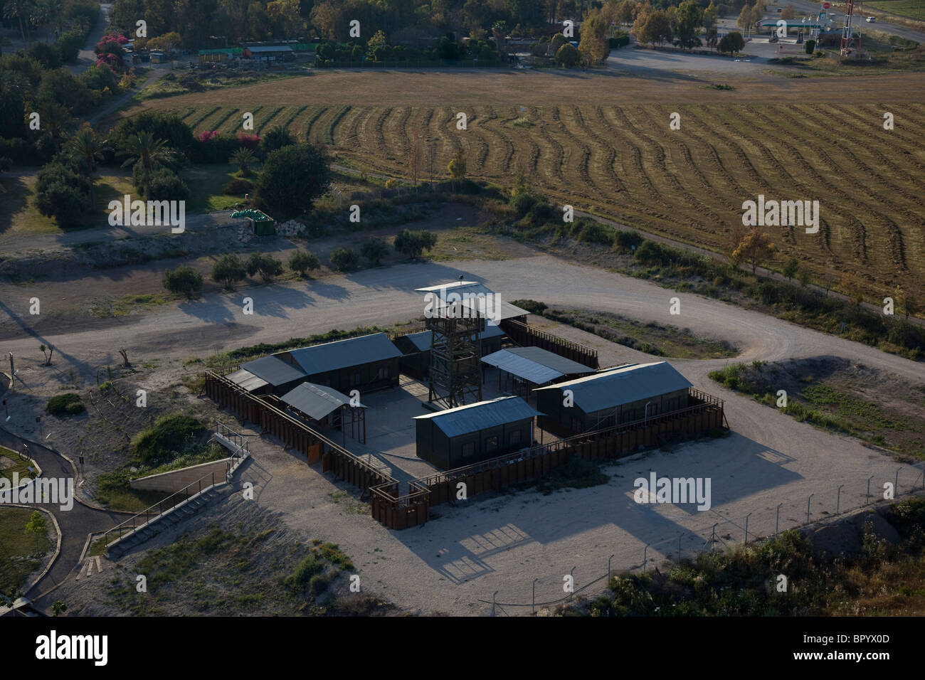 Aerial photograph of a model of Homa Umigdal near Kibutz Nir David in ...