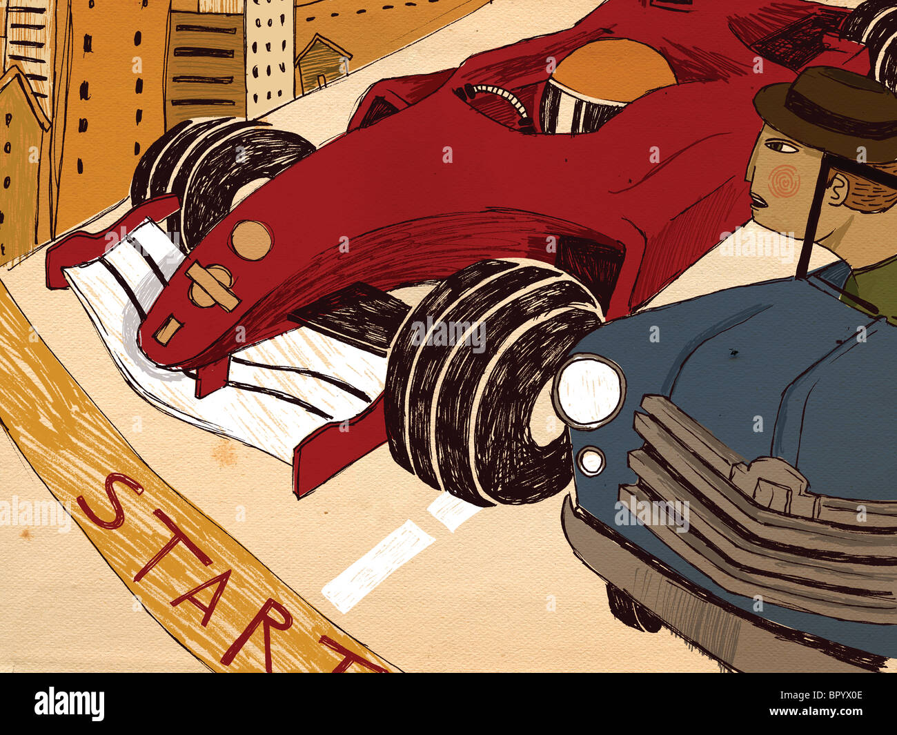 Car line drawing hi-res stock photography and images - Alamy