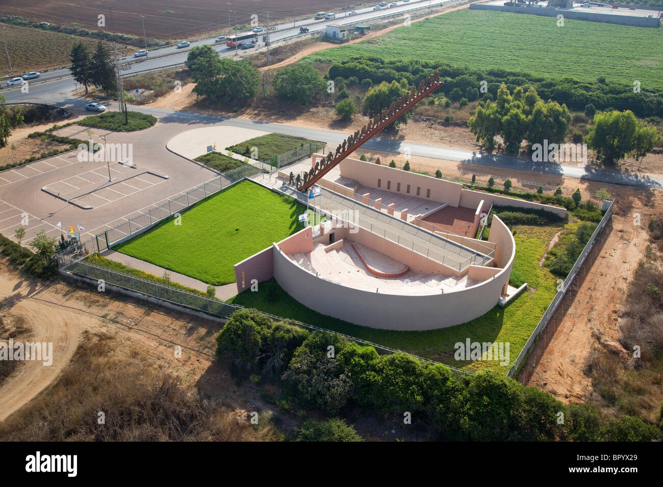 Aerial photograph of the Beit Lid Memorial in the Sharon Stock Photo ...