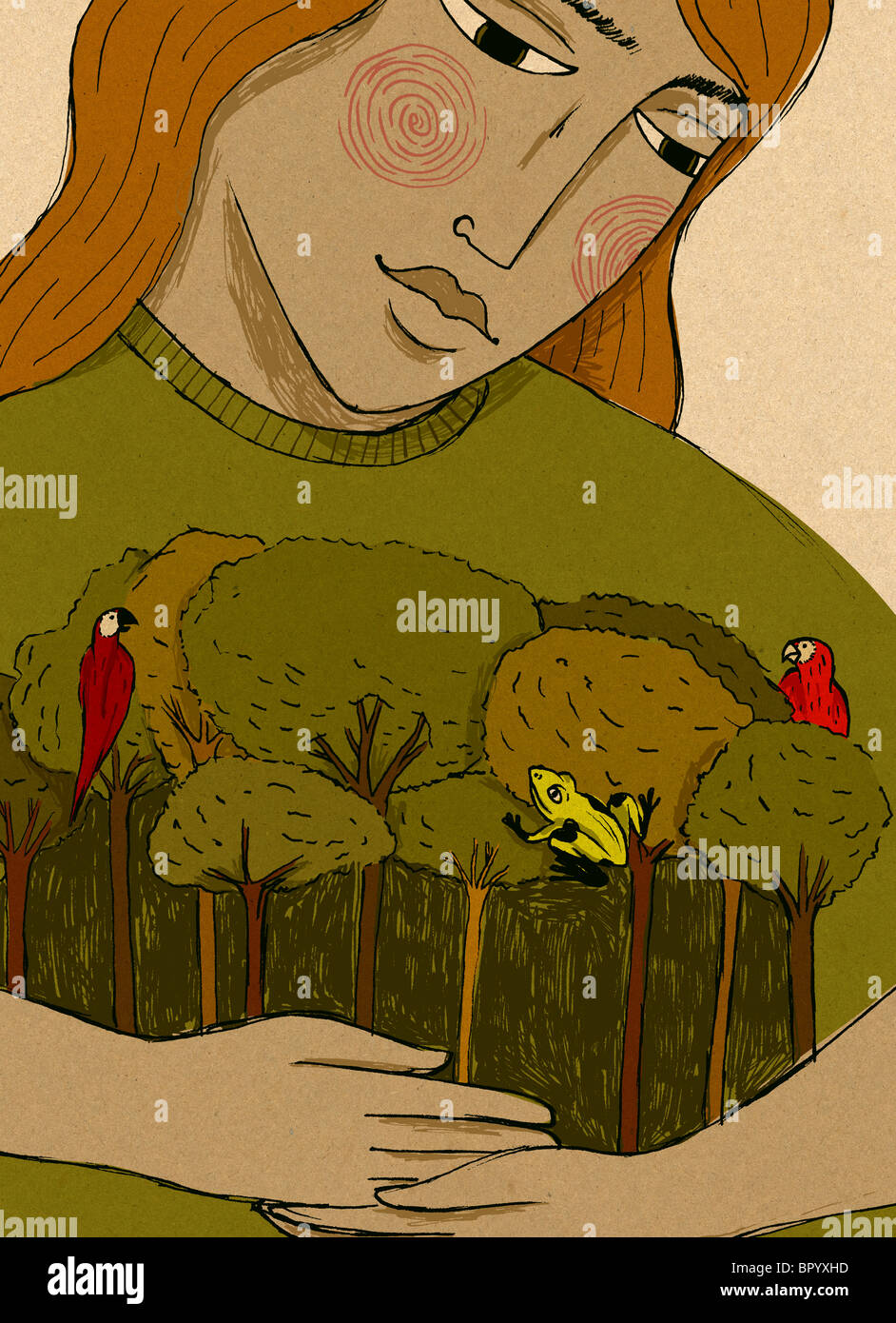 A woman hugging trees Stock Photo - Alamy