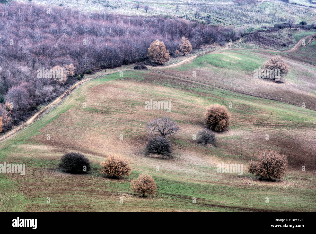 HDR winter hill landscape Stock Photo - Alamy