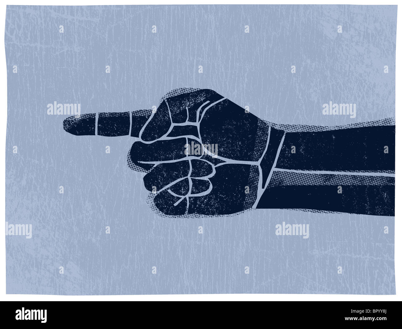 Illustration of a hand pointing sideways Stock Photo - Alamy