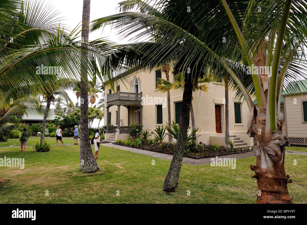 The Hulihe'e Palace, constructed in 1838. Kailua-Kona, Big Island ...