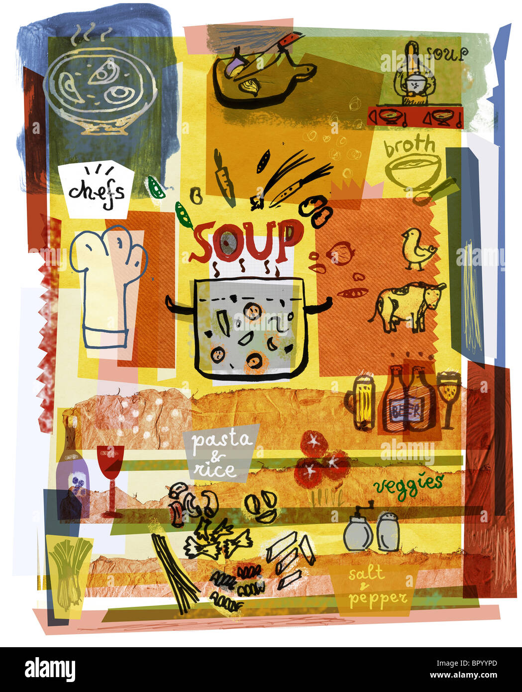 Collage illustrating the preparation of soup Stock Photo - Alamy