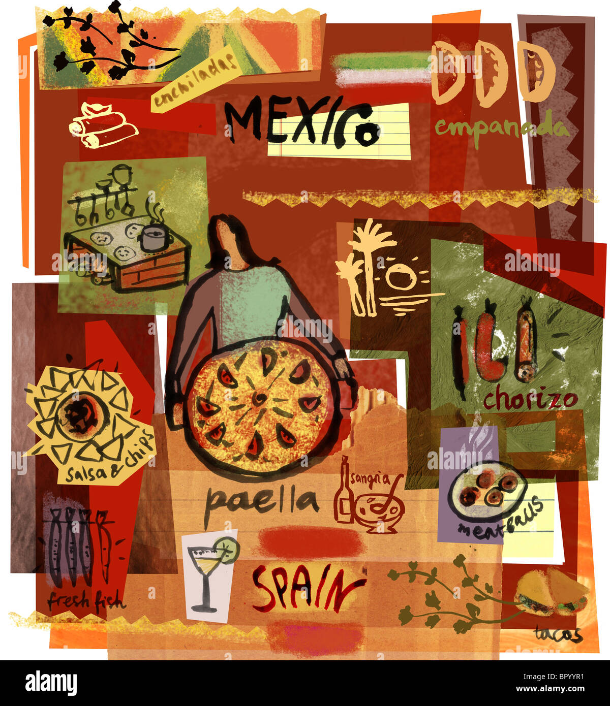 Collage of Mexican and Spanish foods Stock Photo - Alamy