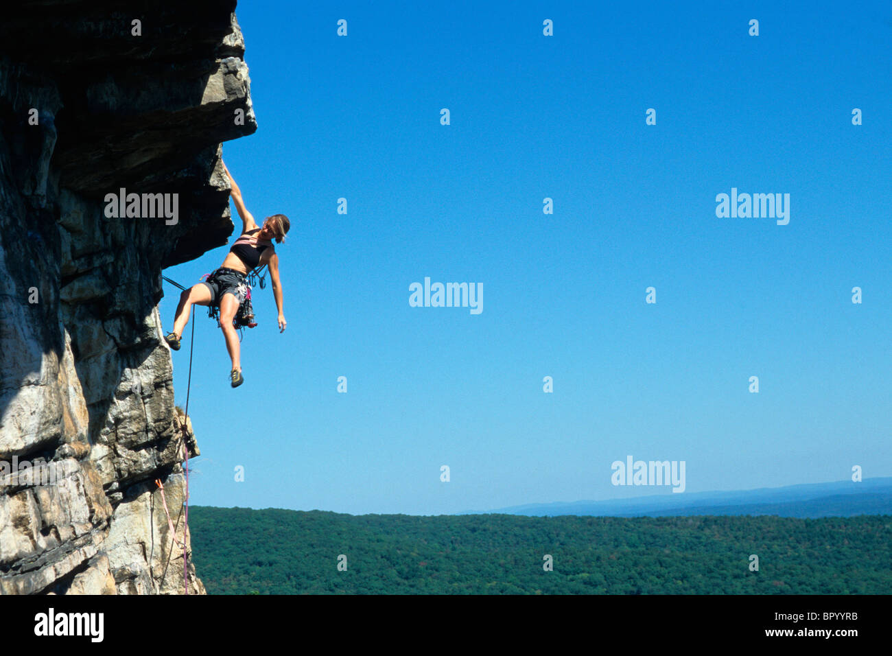 Female climber on steep climb at teh Shawangunks in NY Stock Photo - Alamy