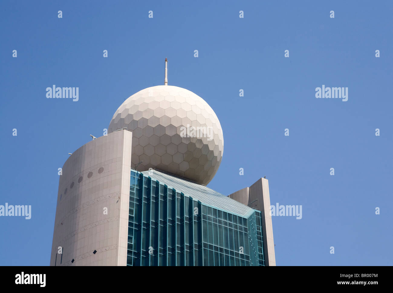 Sphere on the top of a skyscraper in Dubai Stock Photo - Alamy