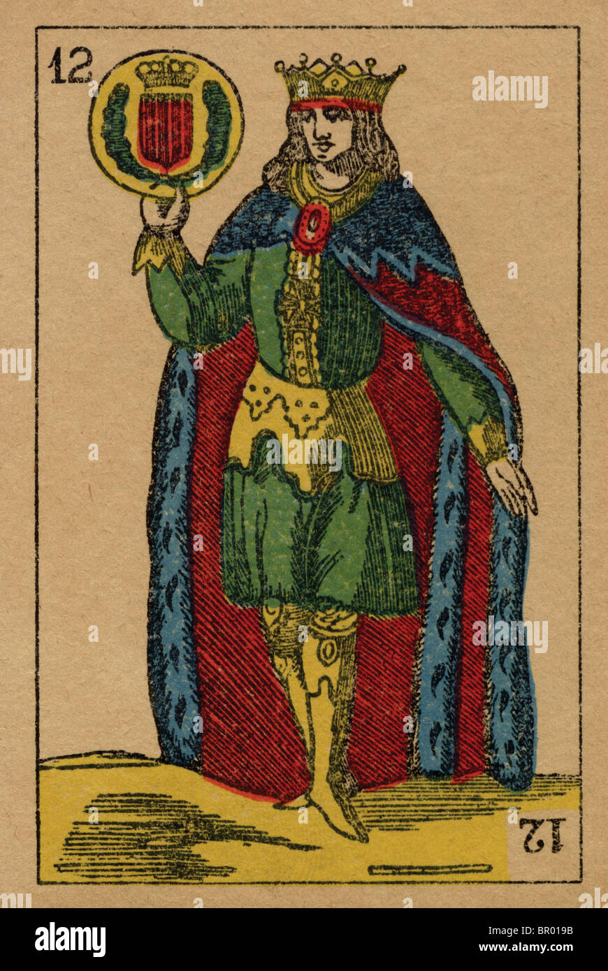 Vintage playing card showing a prince with a coat of arms Stock Photo ...