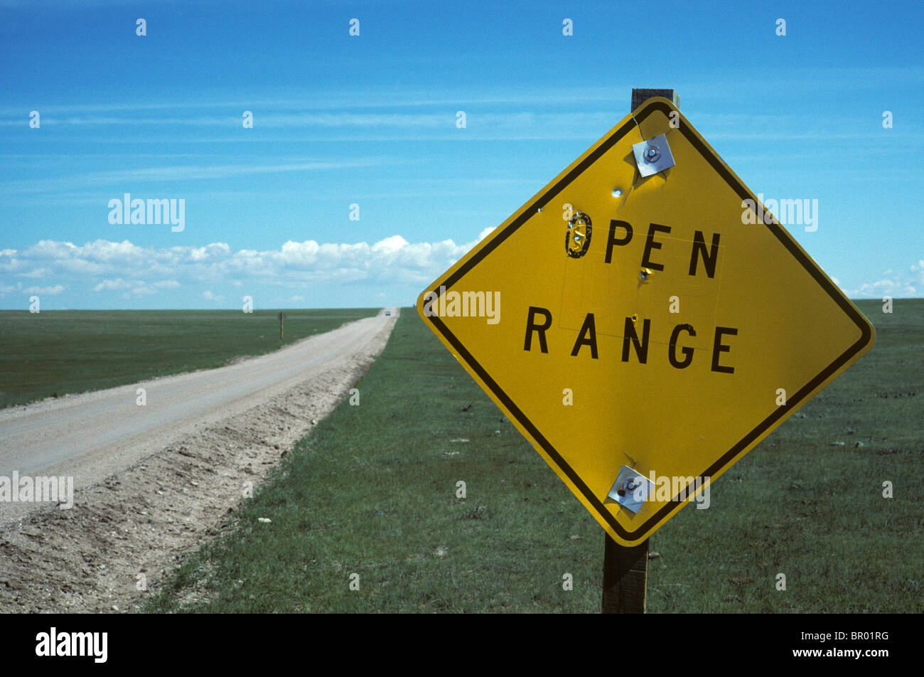 Open Range road sign Stock Photo - Alamy