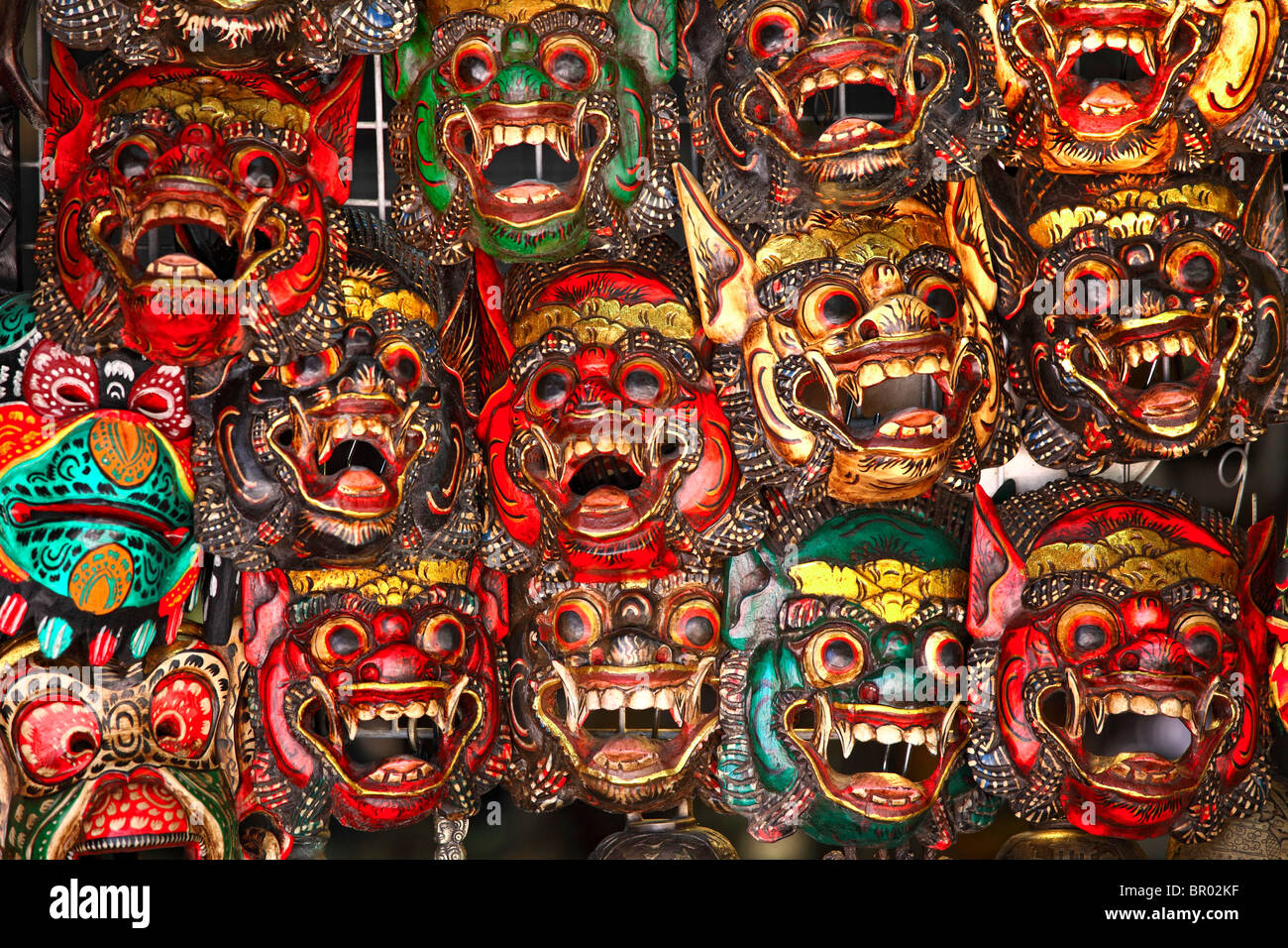 wooden thai mask in local market Stock Photo - Alamy