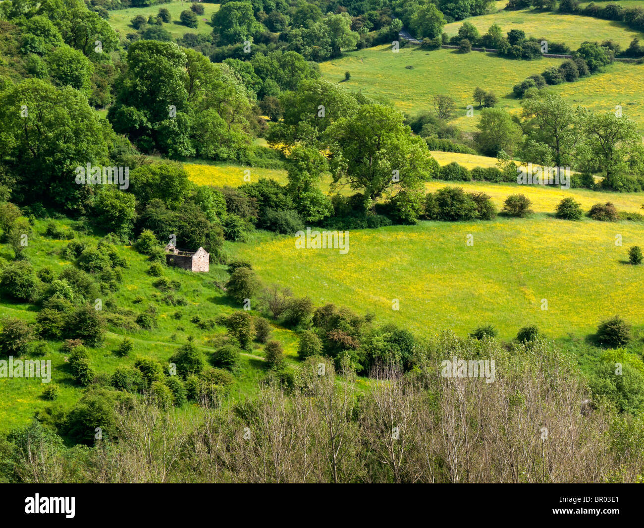 View over countryside near Birchover in the Peak District National Park ...