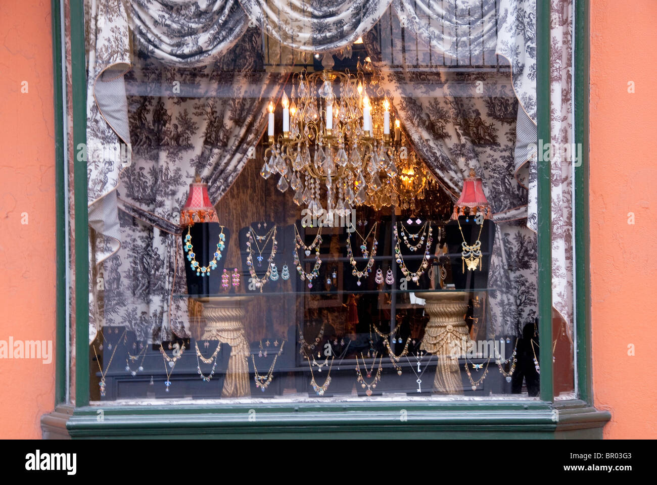 Window on Royal Street, famous antique and jewelry shopping district of ...
