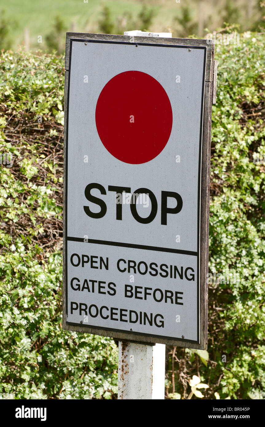 Warning sign for train drivers by a level crossing on a preserved steam ...