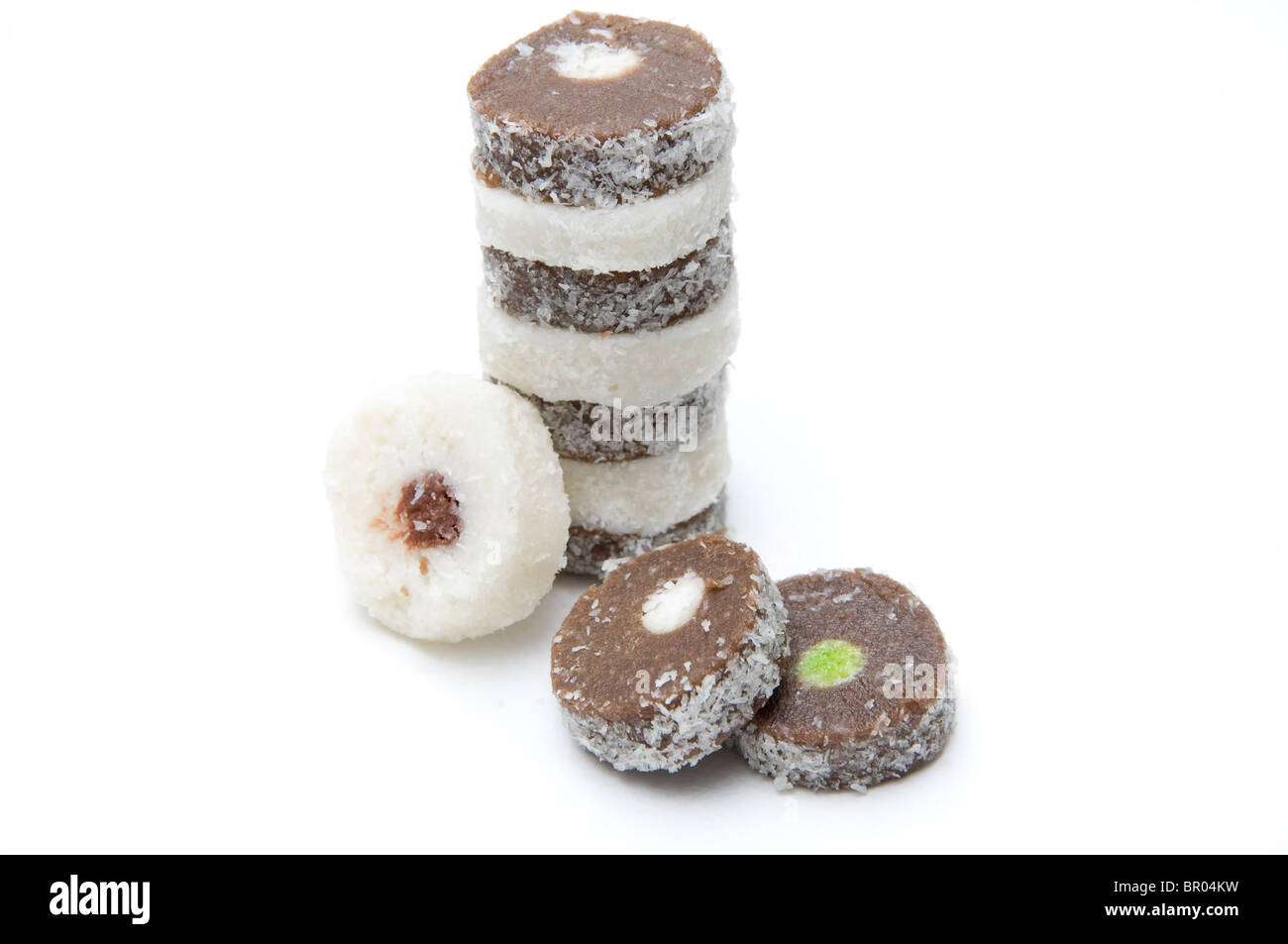 Tower of sliced coco rod Stock Photo - Alamy