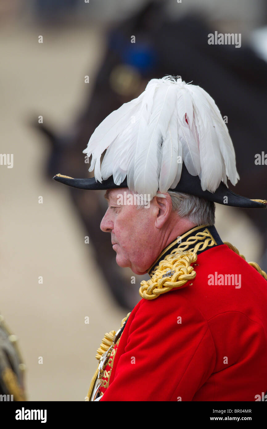 Lord Vestey, Master of the Horse, saluting the Colour. "Trooping the ...