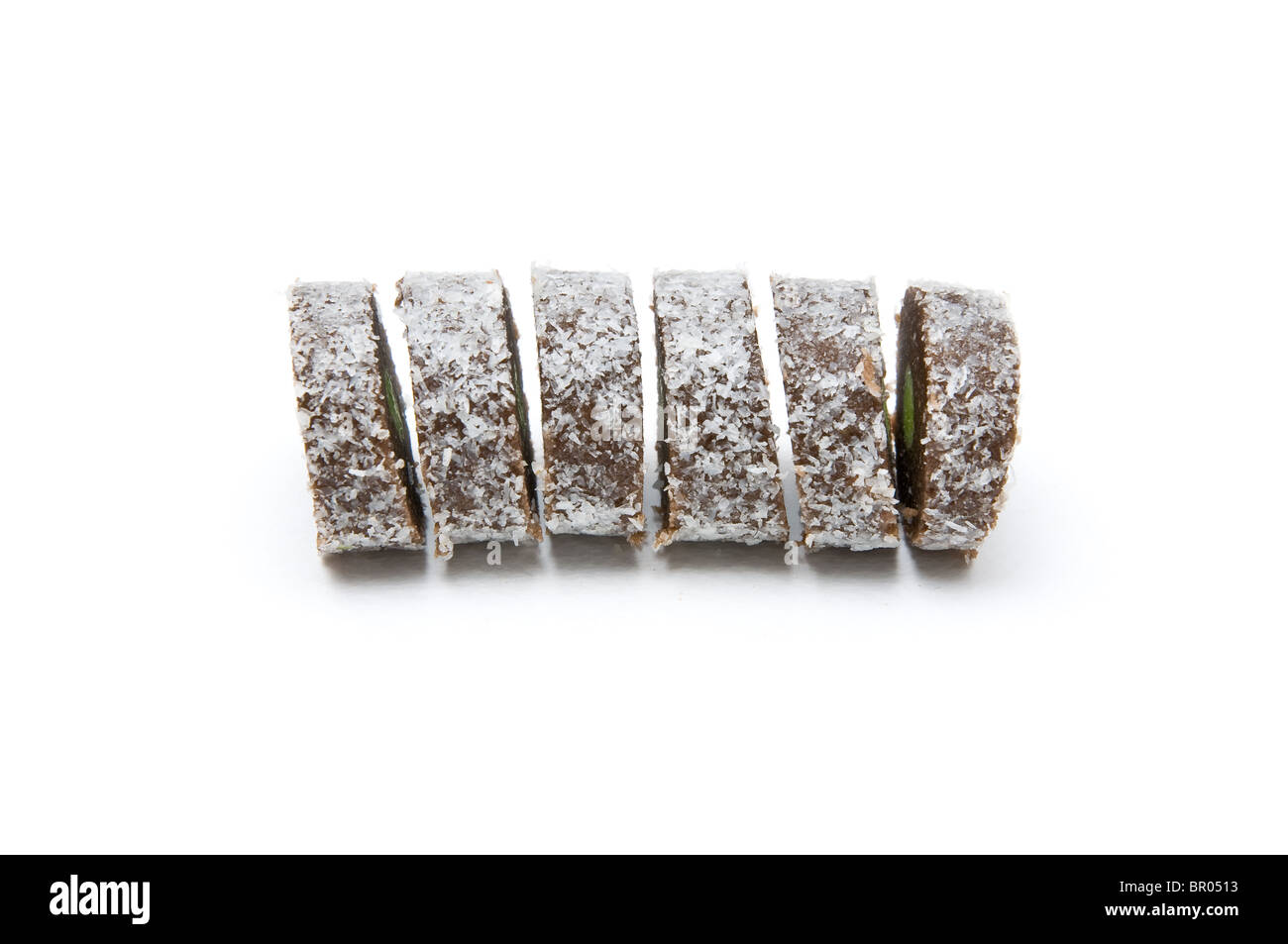 Almond coco rod slices vertical line Stock Photo - Alamy