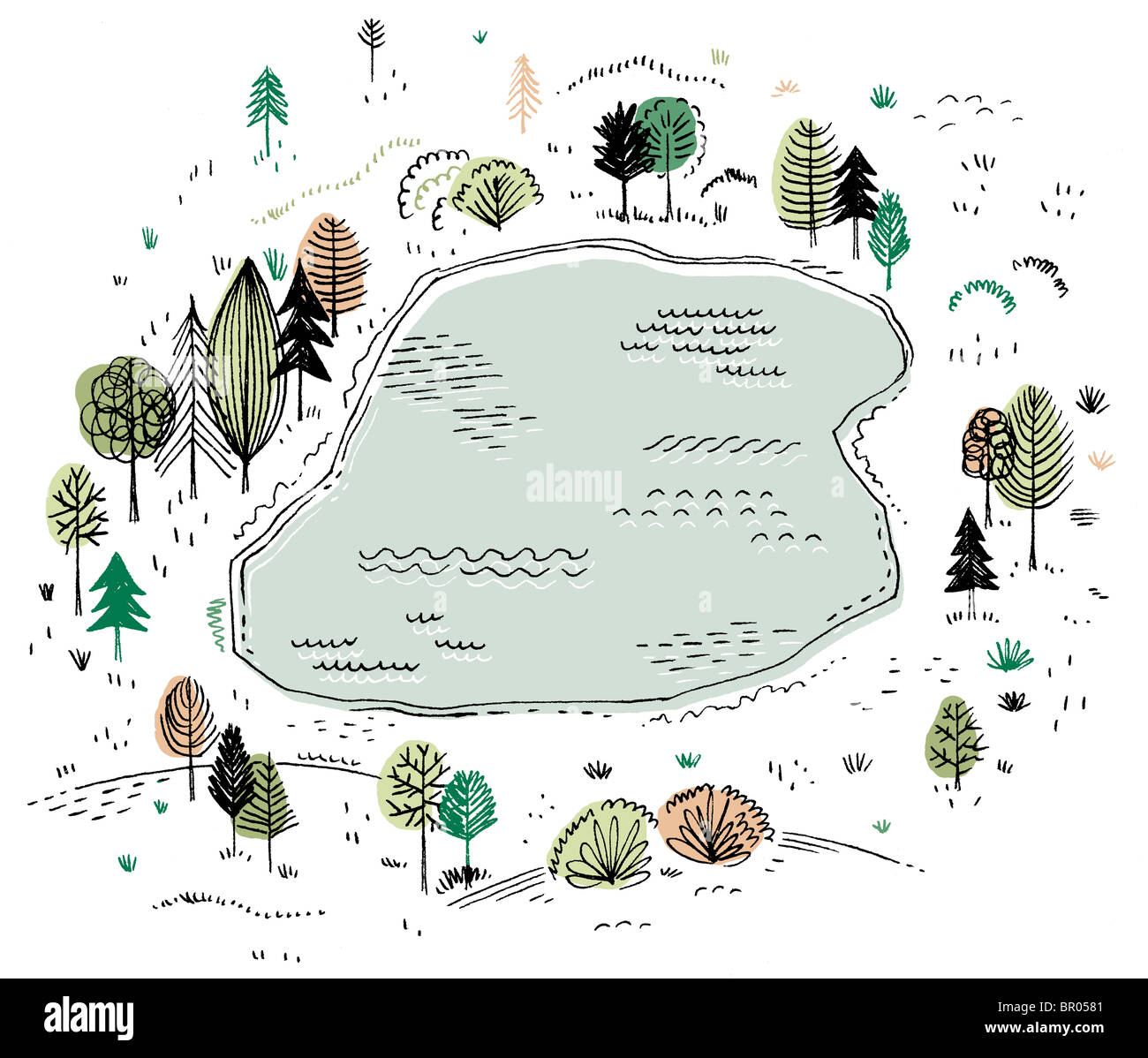 View with a lake Cut Out Stock Images & Pictures - Alamy