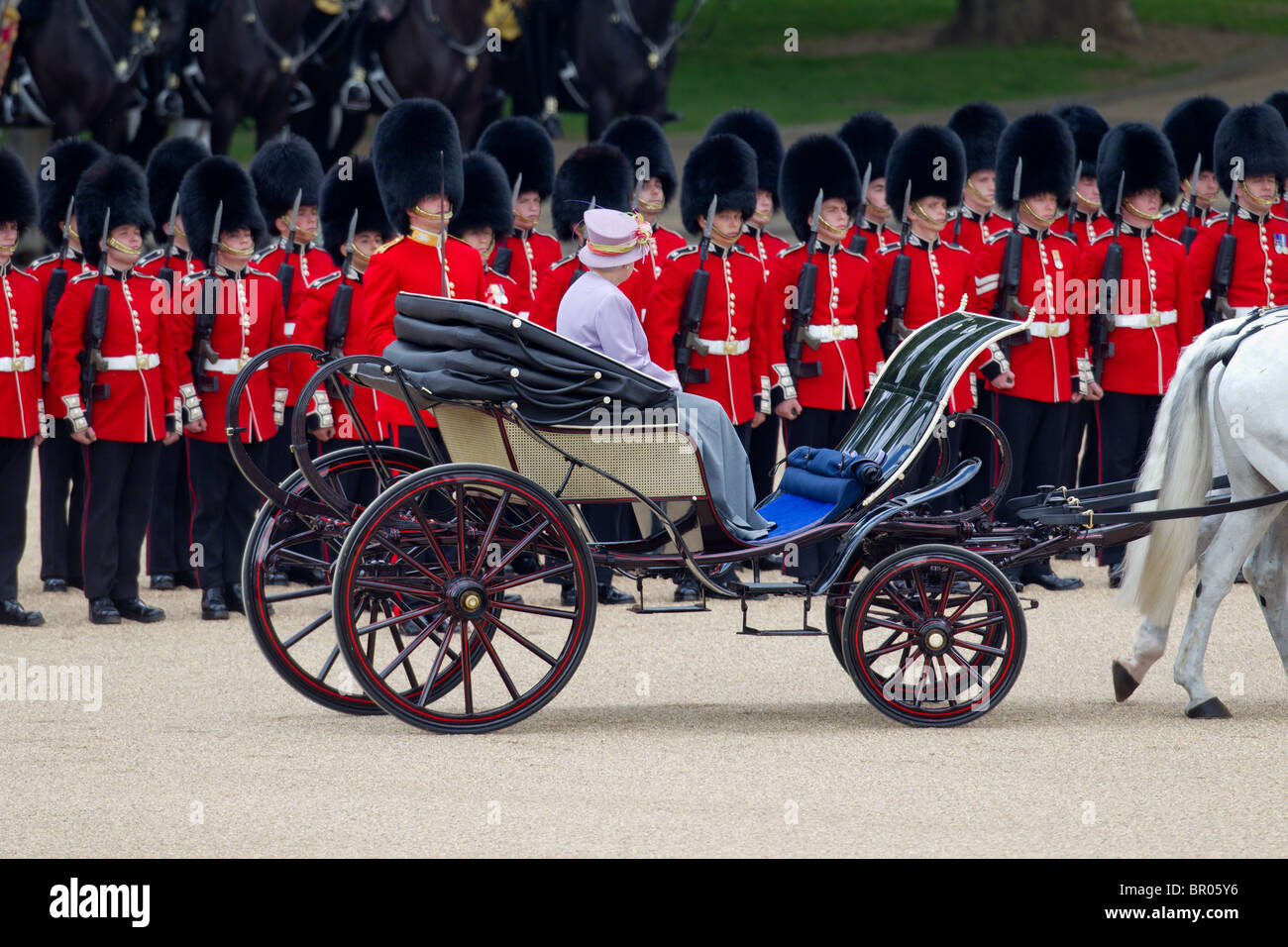 The Queen at the "Inspection of the Line", at "Trooping the Colour ...