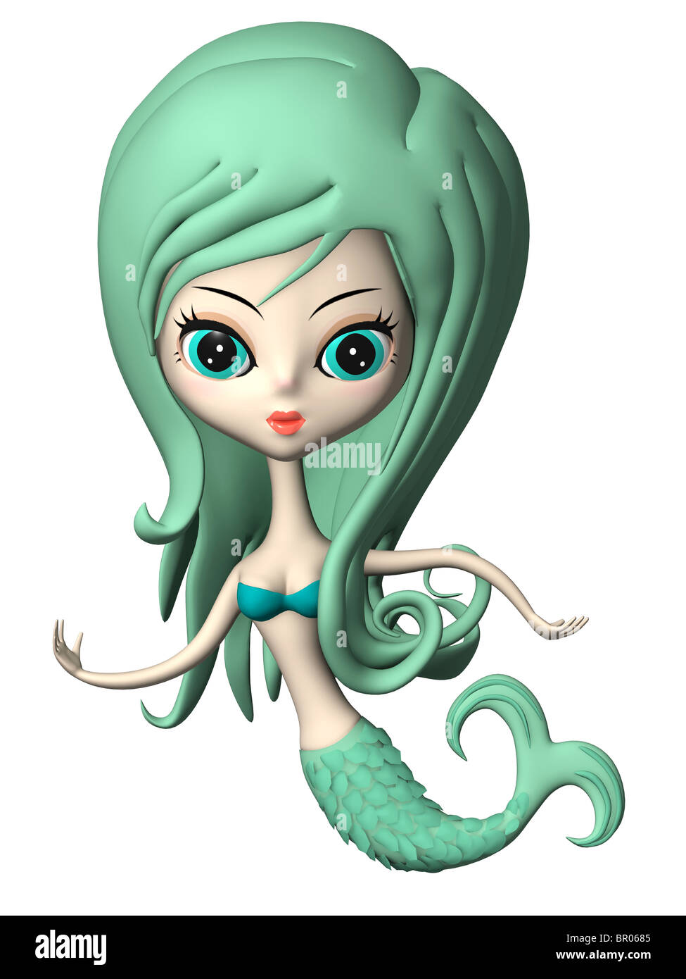 A young mermaid illustrated in a 3D style Stock Photo - Alamy