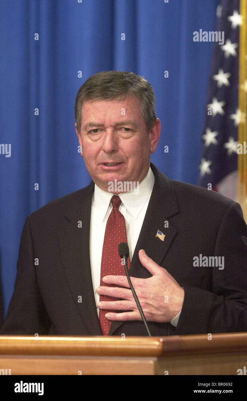 Attorney General John Ashcroft speaks at a news conference at the ...