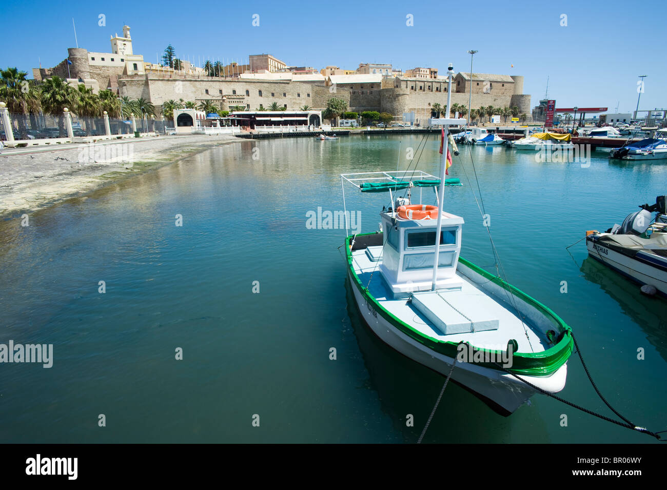 Melilla La Vieja citadel and fishing harbour. Melilla.Spain Stock Photo ...