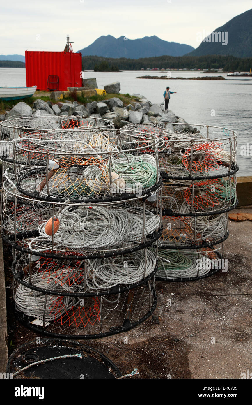 Crab traps with rope and buoys ready foruse hi-res stock photography ...