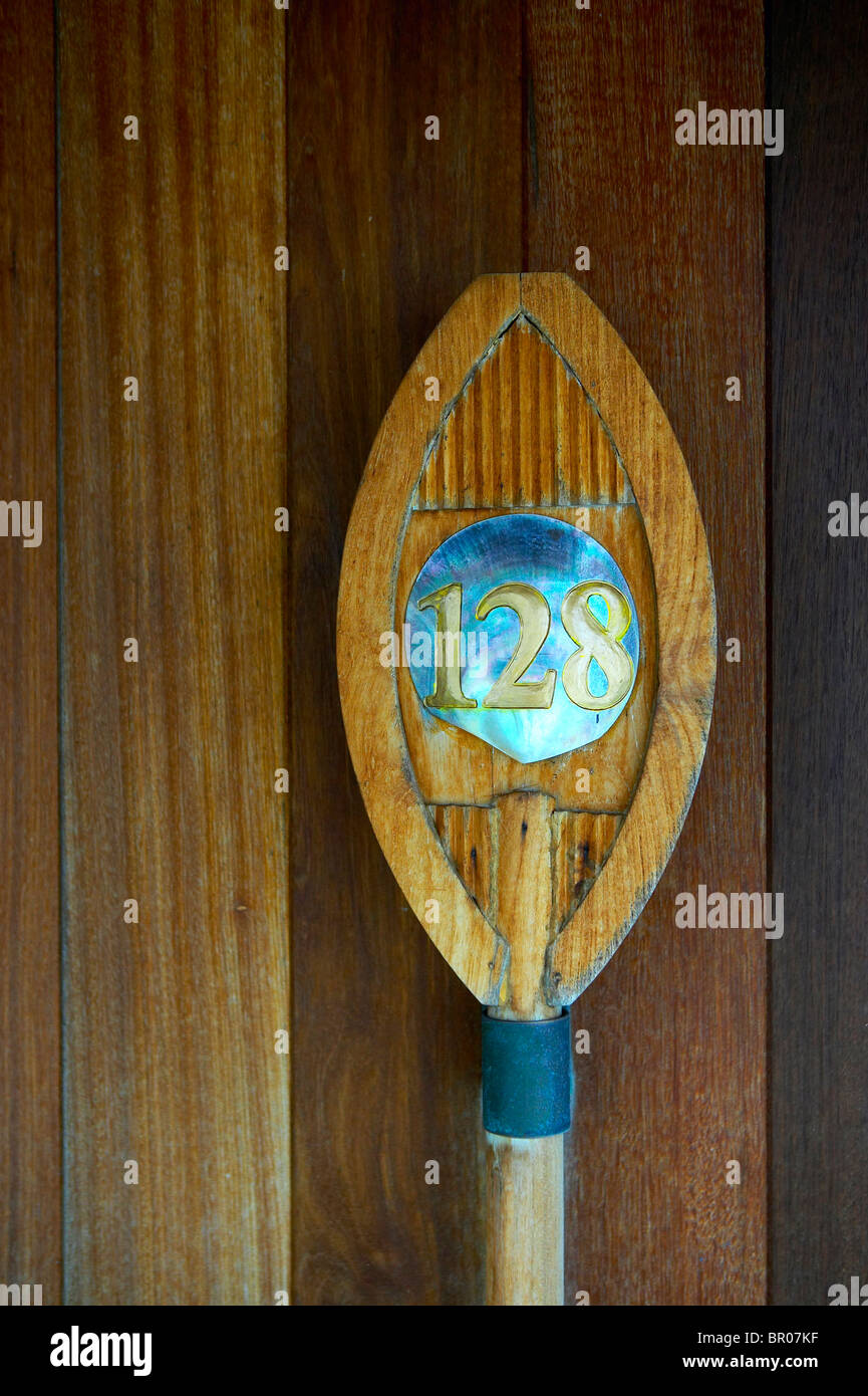 Room number sign at resort in Bora Bora Stock Photo - Alamy