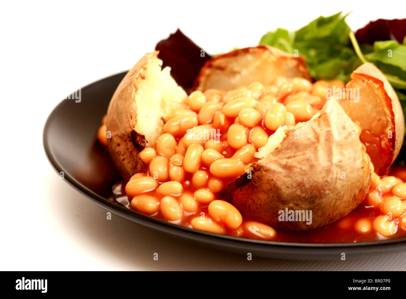 Jacket Potato with Baked Beans Stock Photo - Alamy
