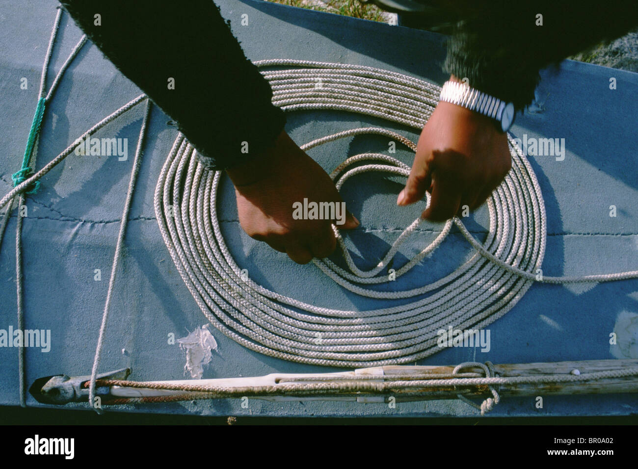 An Inuit hunter carefully coils his harpoon rope Stock Photo - Alamy