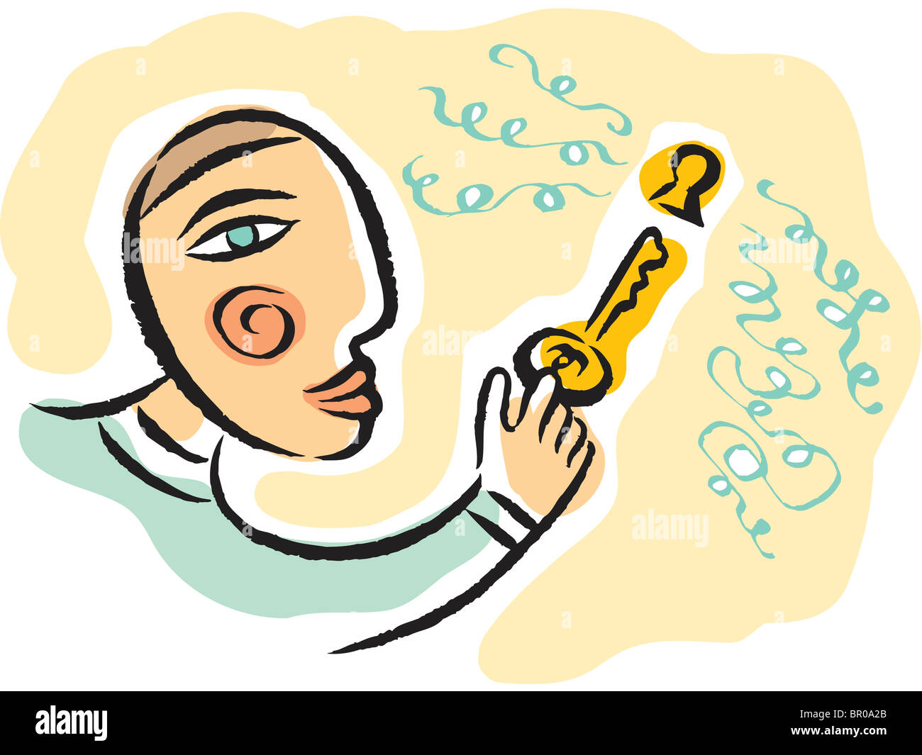 Man using a key Stock Photo - Alamy