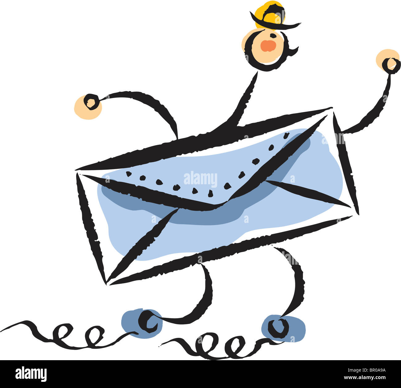Running man with an envelope for a body Stock Photo - Alamy