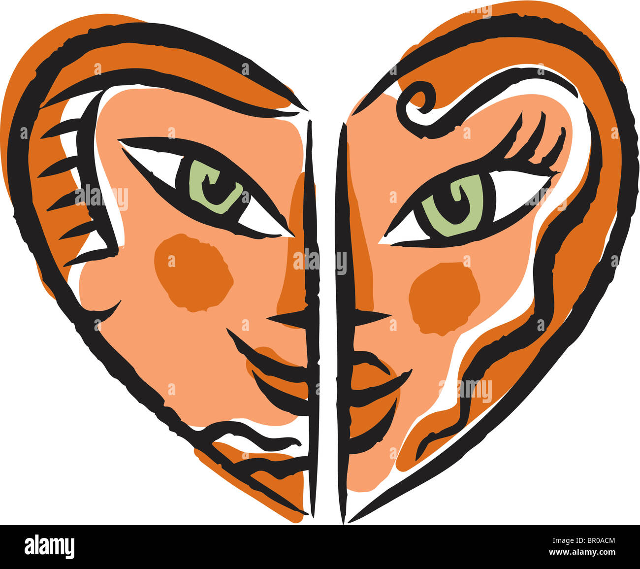 two faces in a heart Stock Photo - Alamy