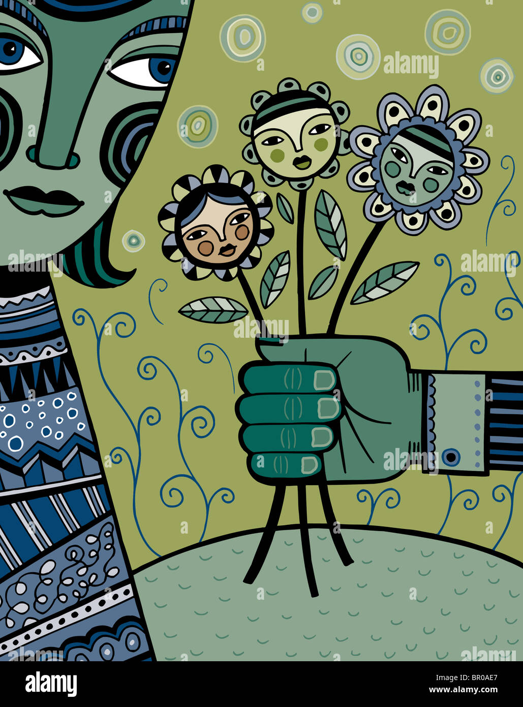 Hand passing bouquet of flower people to a woman Stock Photo - Alamy