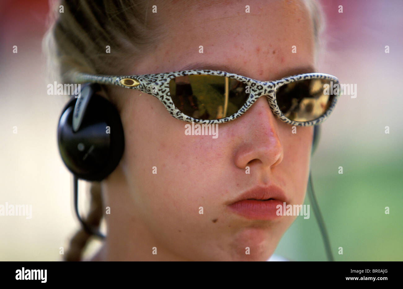 A head shot of a teenage girl getting ready to compete Stock Photo - Alamy