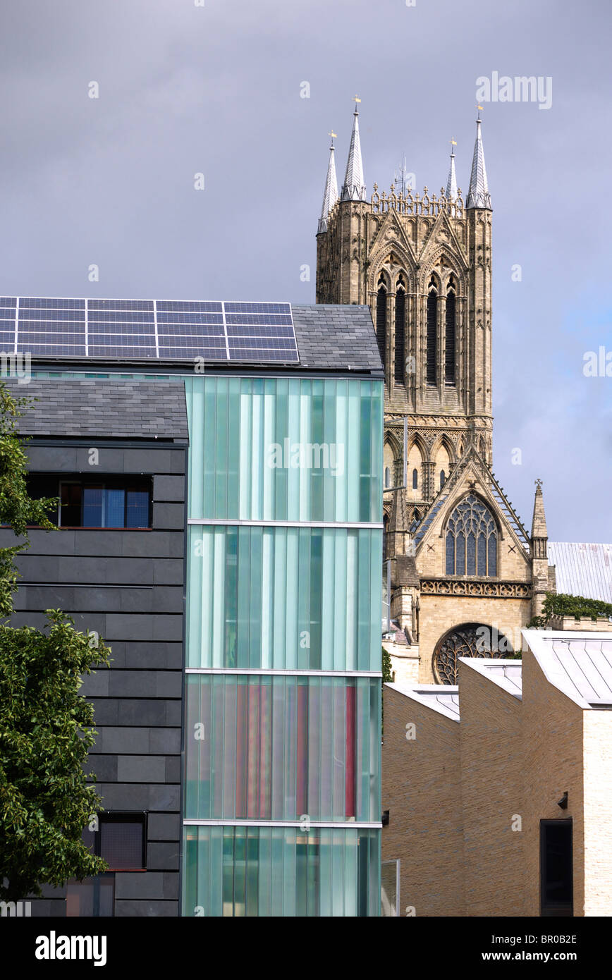 An environmentally progressive building with a roof of solar panels ...