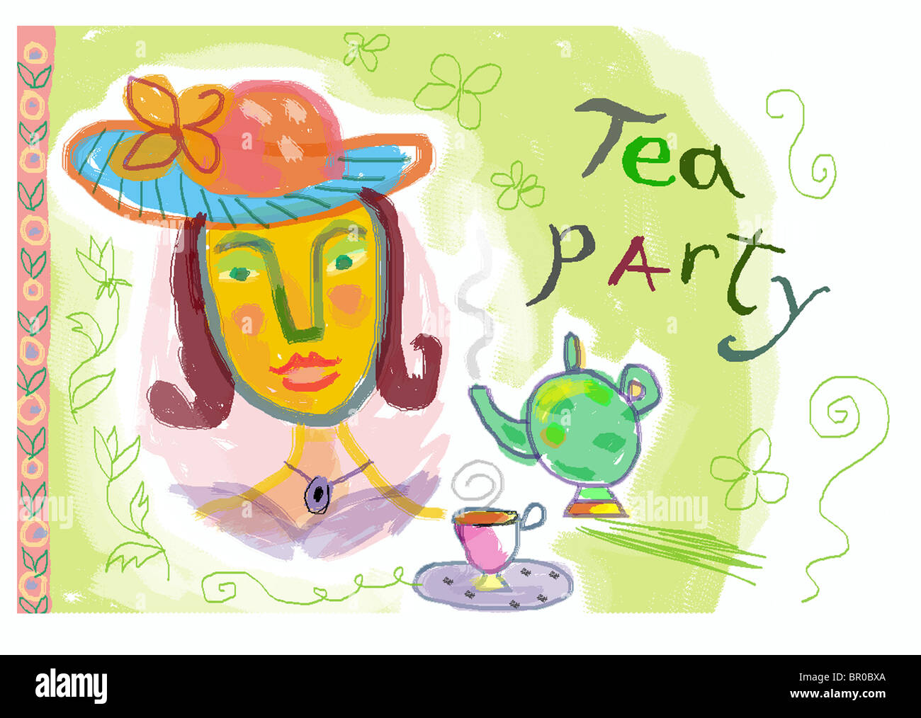A woman having a tea party Stock Photo - Alamy