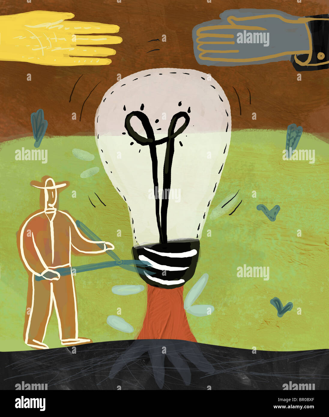 An illustration of a man shaping an idea Stock Photo - Alamy