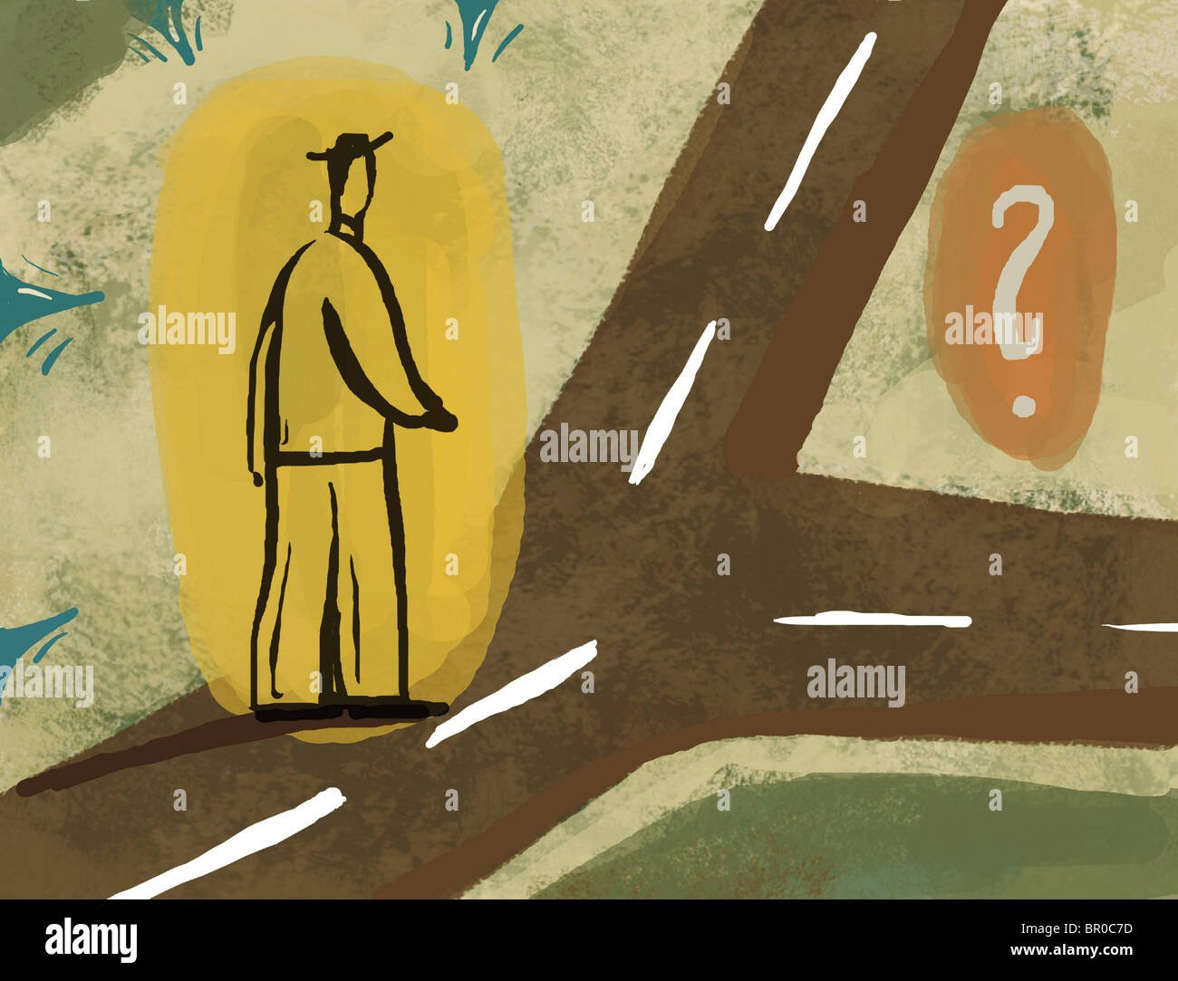A man standing at a crossroads Stock Photo - Alamy